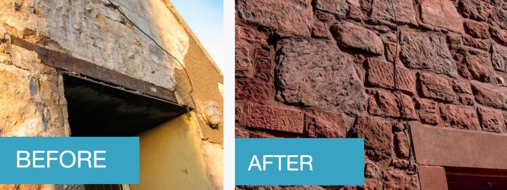 Before-after stonemasonry samples - Edinburgh Stonemasons